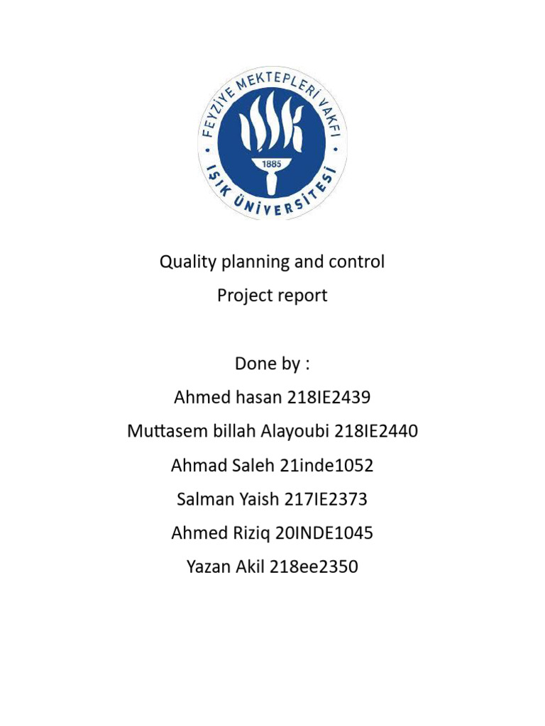 Final Project Report Quality Planing and Control | PDF | Standard ...