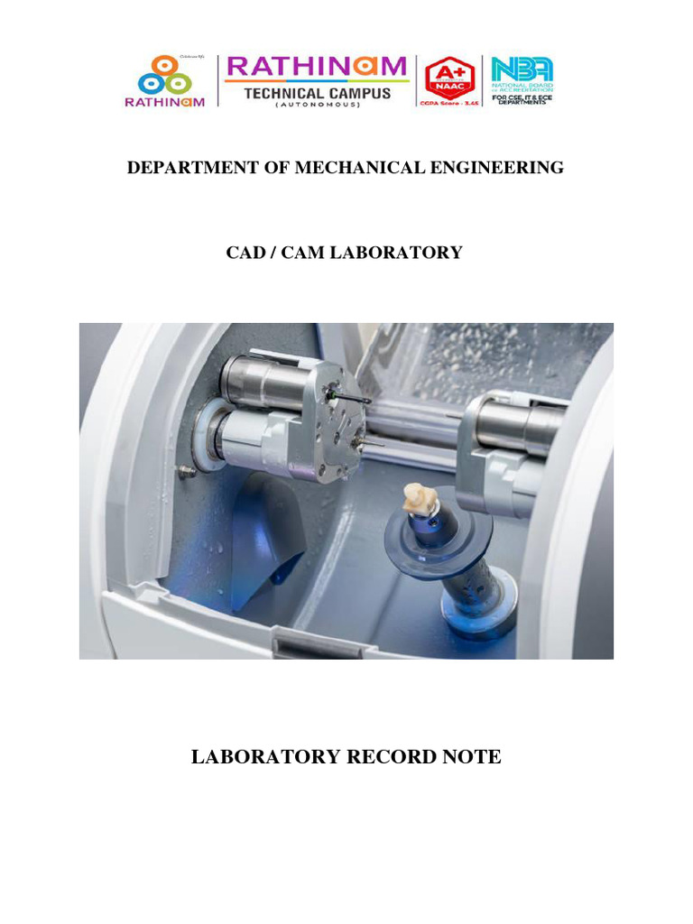 CAD CAM Student Copy Vision and Mission of The Department | PDF ...