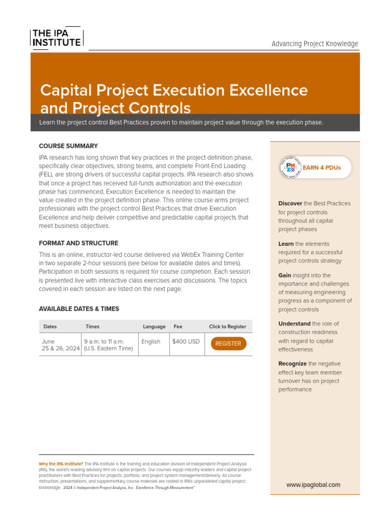 Execution Excellence Project Controls Online | PDF | Project Management ...