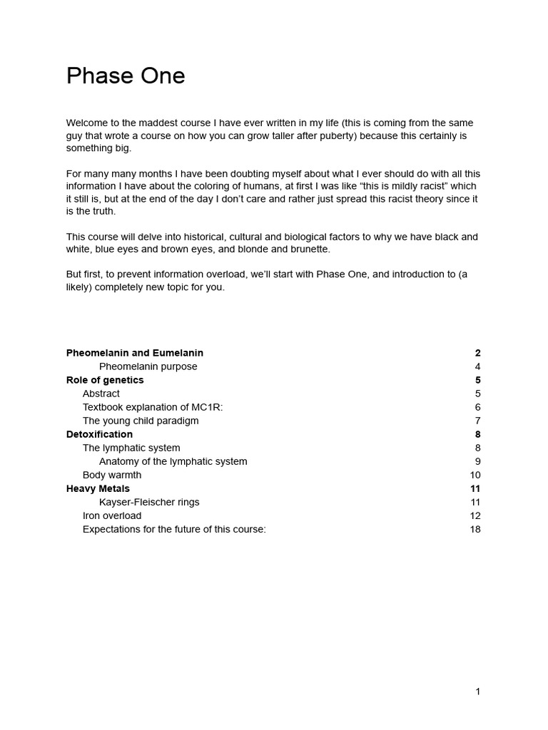 Melanin Madness Phase One | PDF | Lymphatic System | Human Skin Color