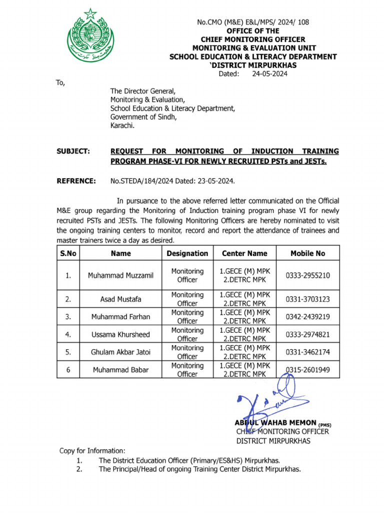 Induction Training Phase VI | PDF