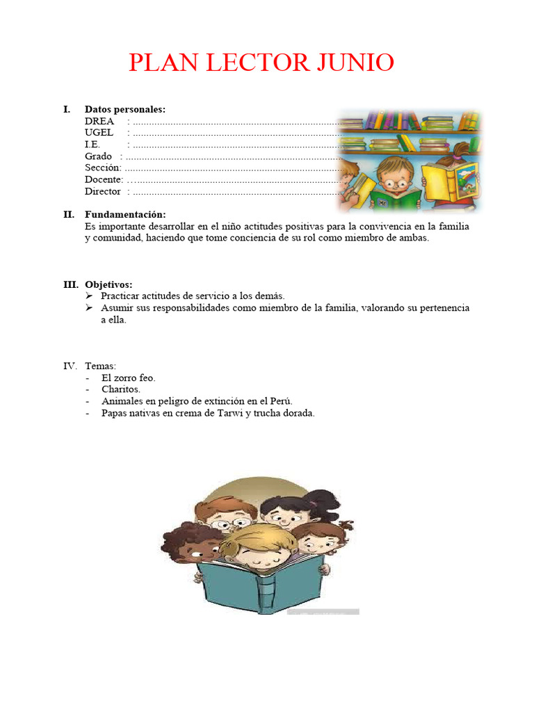 1° PLAN LECTOR JUNIO | Descargar gratis PDF | Comprensión lectora | Aves