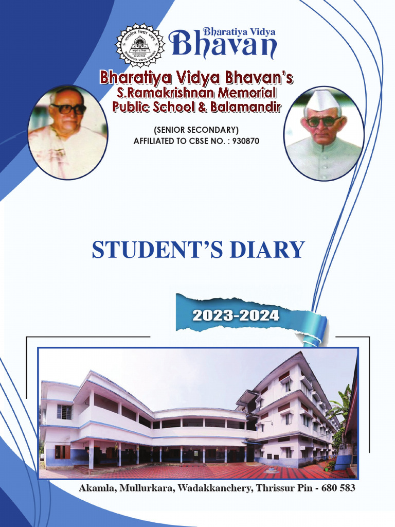 Student Diary 2023-24: Bharatiya Vidya Bhavan | PDF