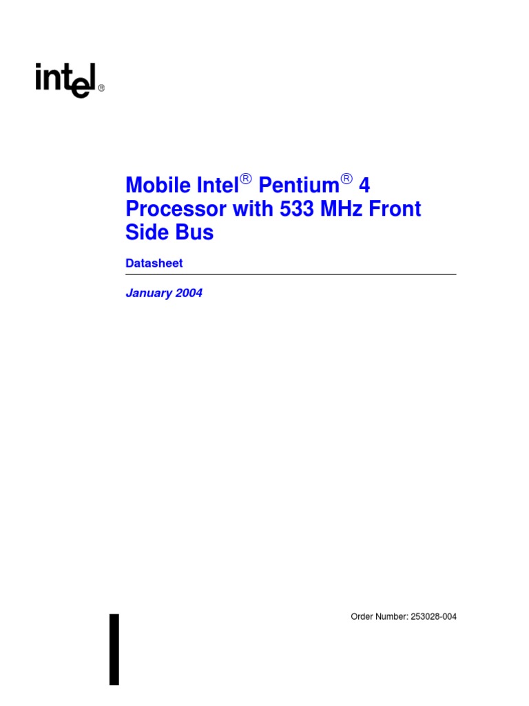 Mobile Intel Pentium 4 Processor With 533 MHZ Front Side Bus | PDF | Central Processing Unit ...