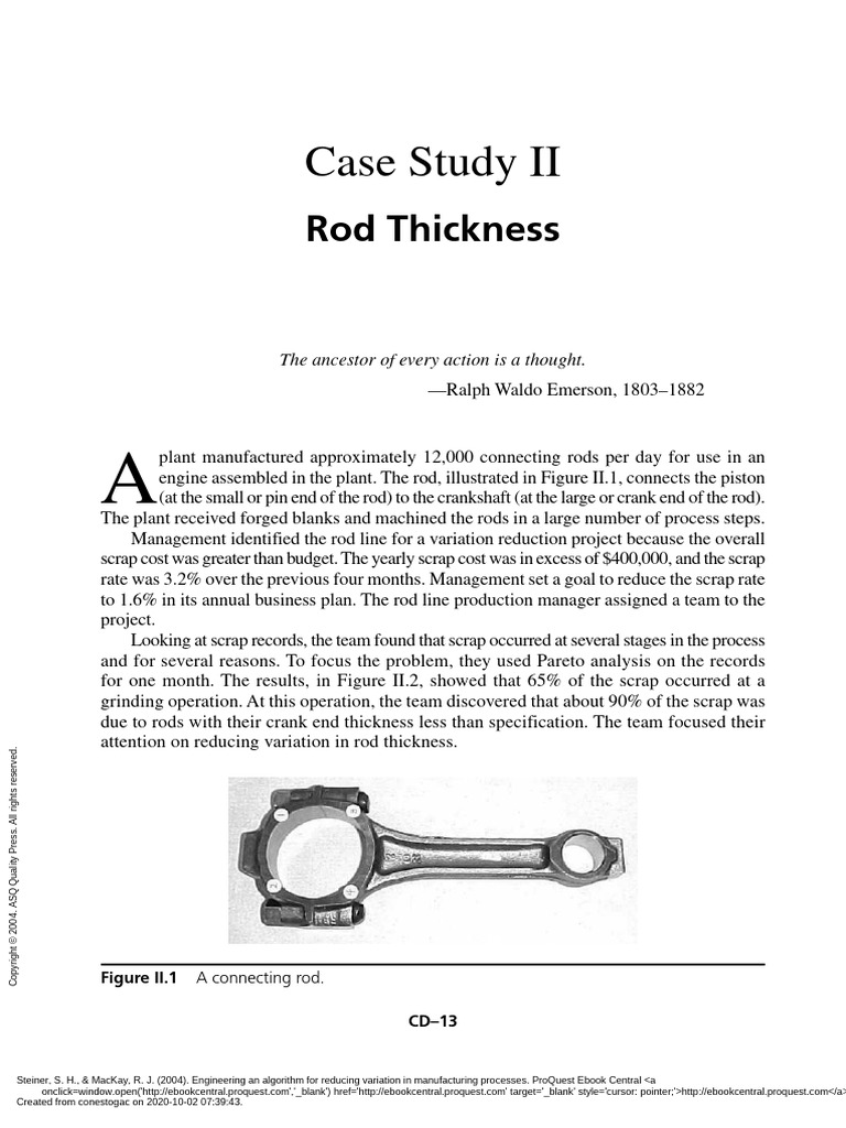 Case Study 14 - Engine Connecting Rod | PDF | Standard Deviation | Analysis Of Variance