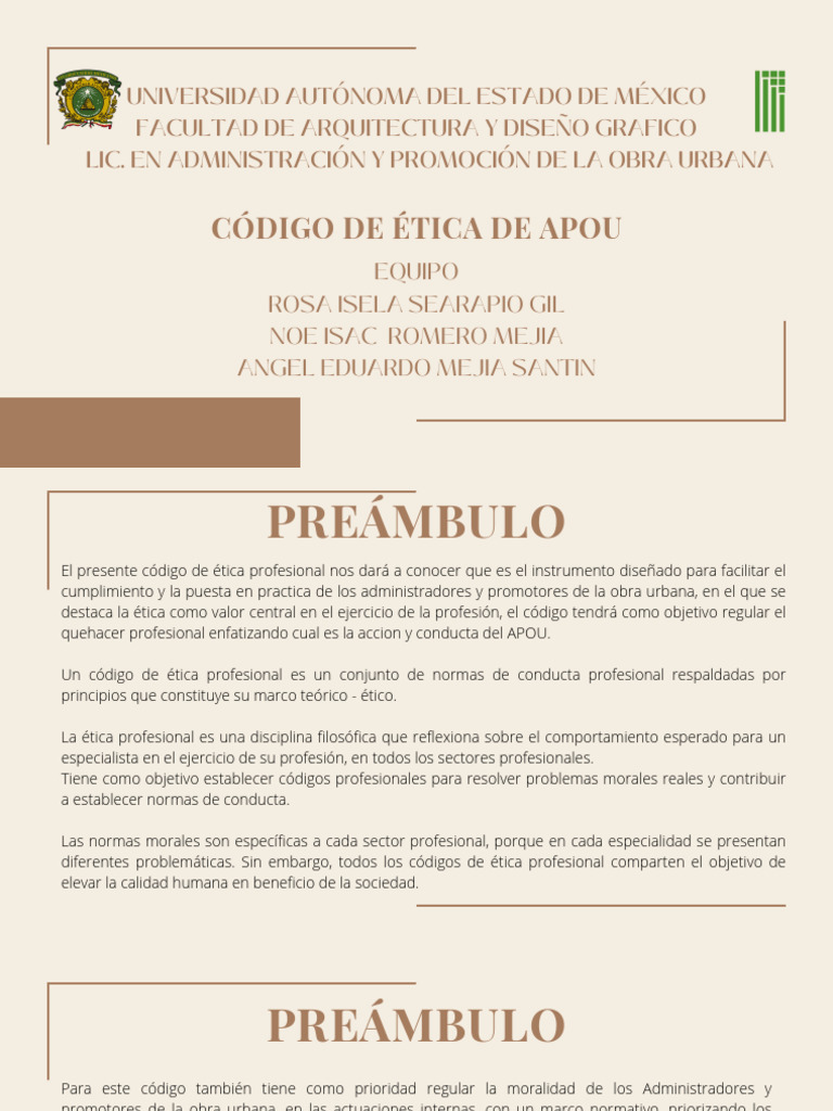 Código de Ética de Apou | PDF | Moralidad | Sustentabilidad