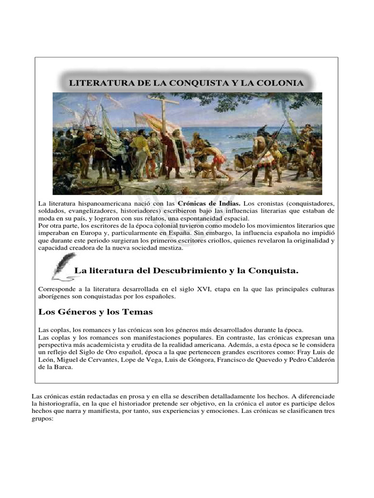 Guía de Español Noveno Grado Lit Conquista y Colonia América Latina ...