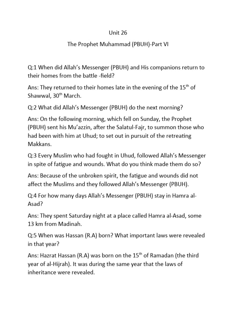 Unit 26 Grade 7 | Download Free PDF | Abrahamic Religions | Muhammad