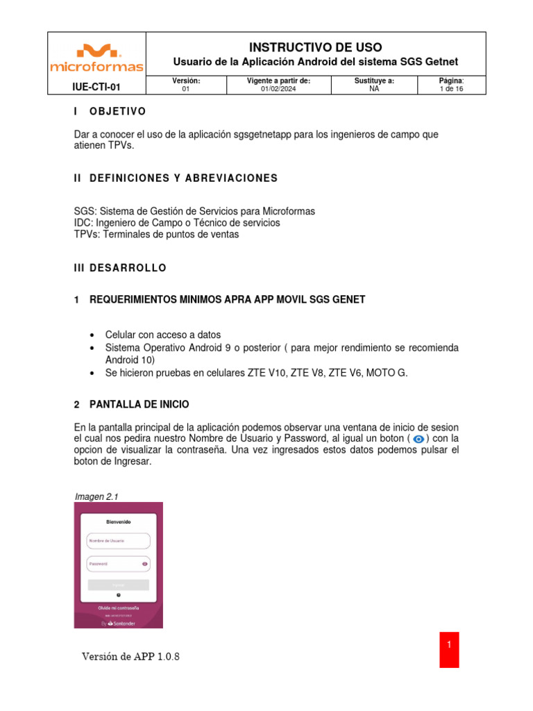 Instructivo de Usuario App Android | PDF | Aplicación movil | Ventana ...
