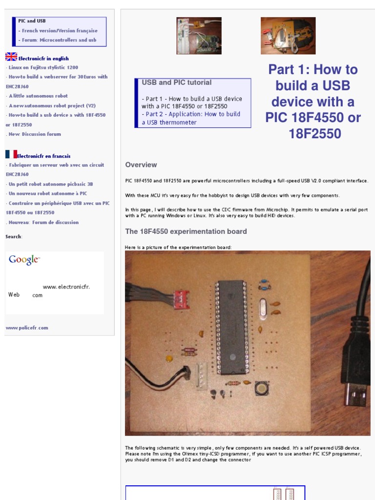 How To Build A USB Device With A PIC 18F4550 or 18F2550 | PDF | Usb ...