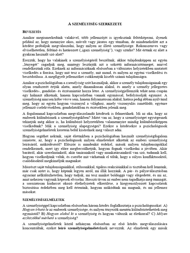 Pszichológia Összes Tankönyvi Fejezet | PDF