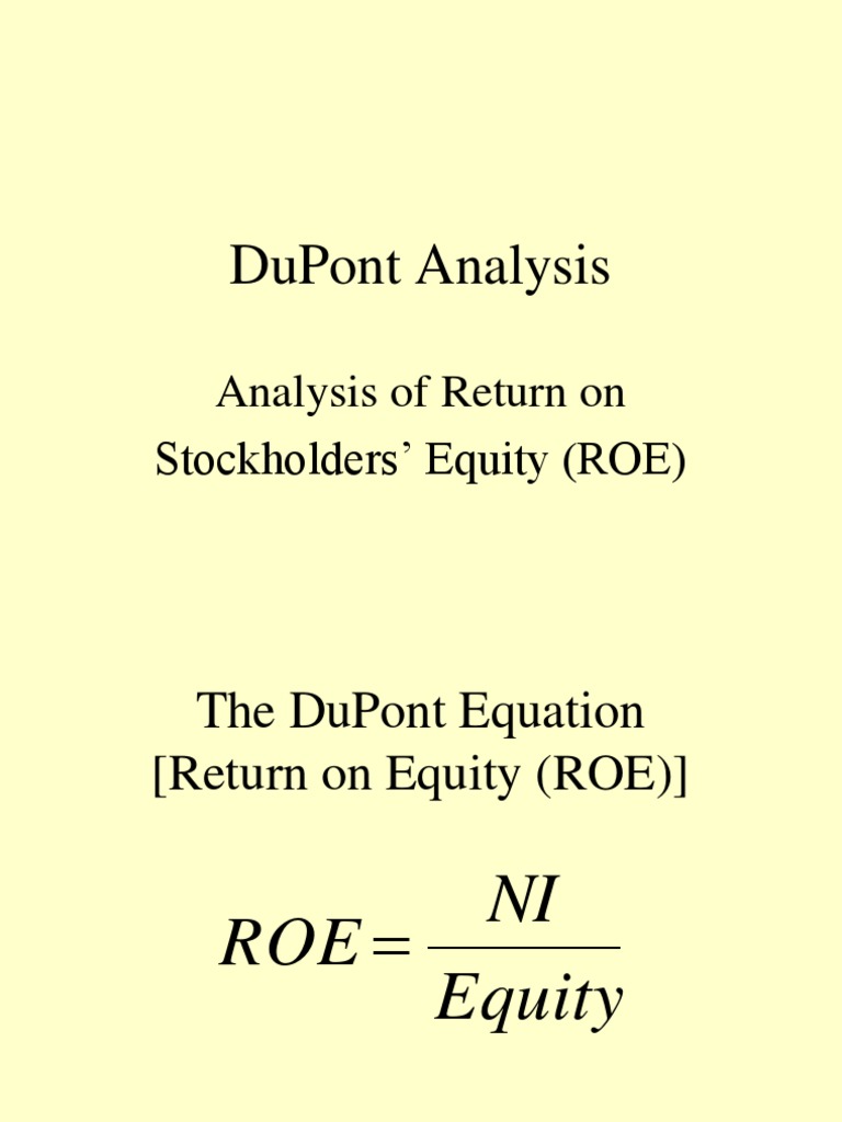 Dupont Analysis: Analysis of Return On Stockholders' Equity (Roe) | PDF