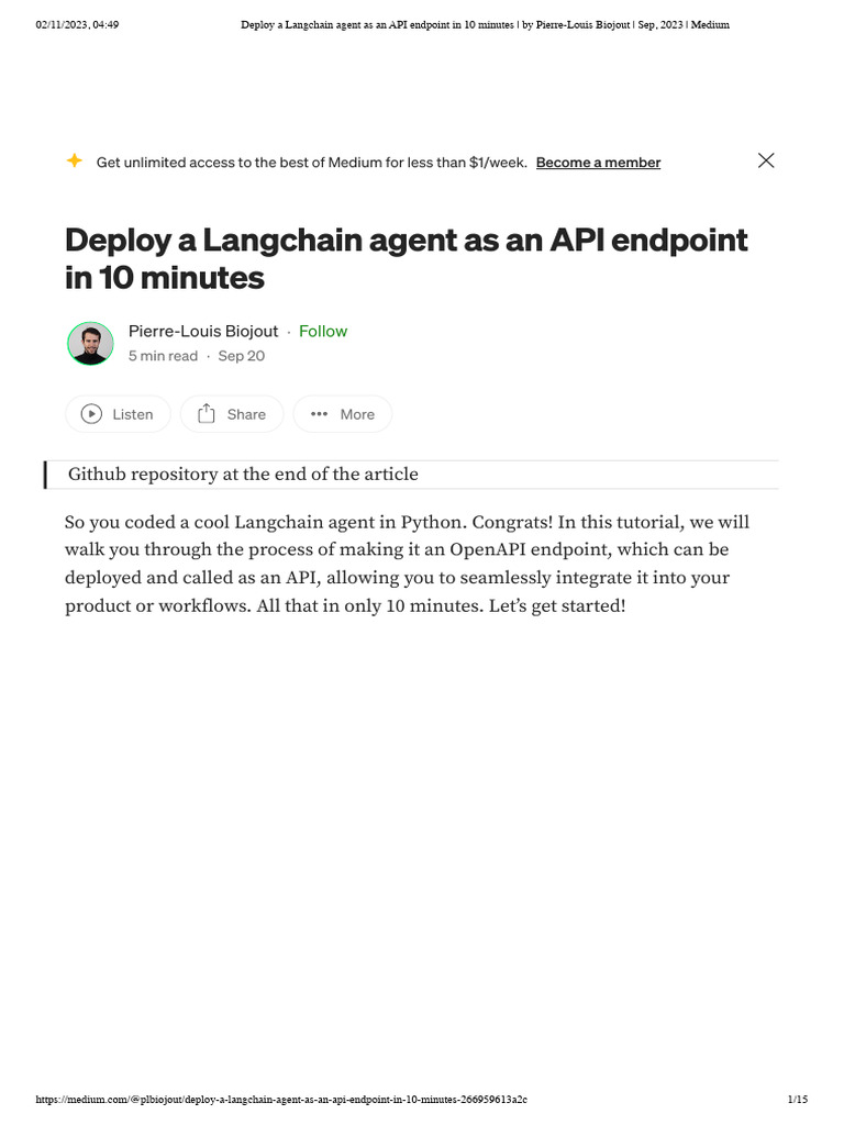 Deploy A Langchain Agent As An API Endpoint in 10 Minutes | PDF ...