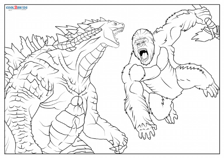 Godzilla Vs Kong Coloring Page | PDF