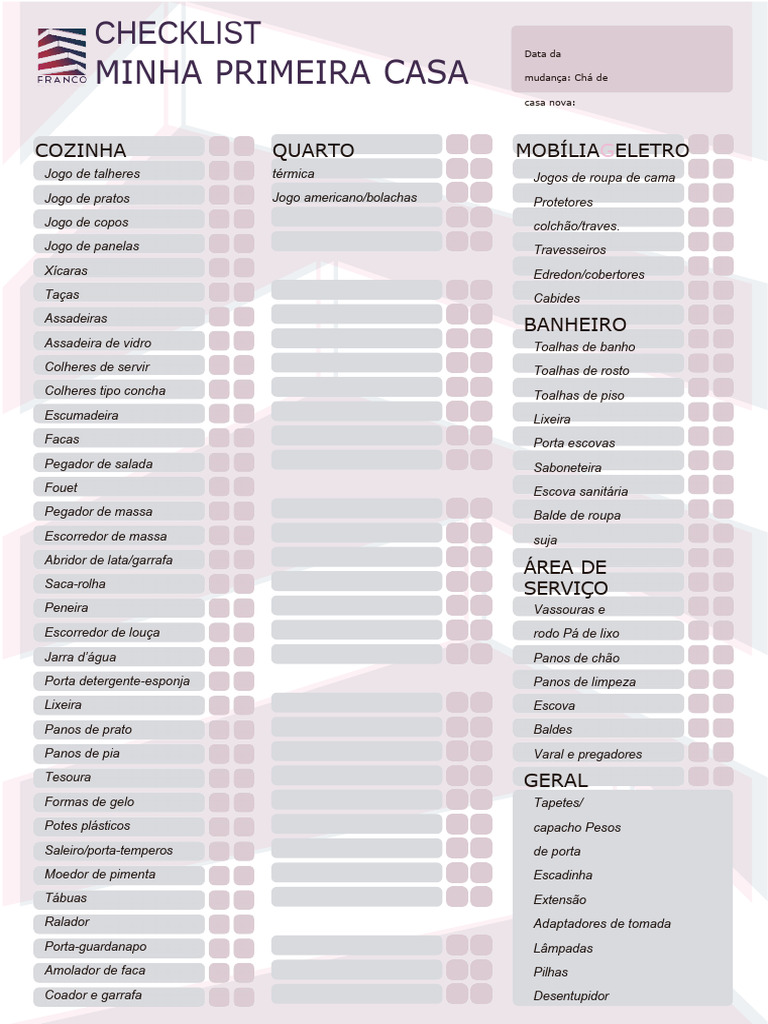 Checklist Em Pdf Para Imprimir Montando Minha Primeira Casa Pdf