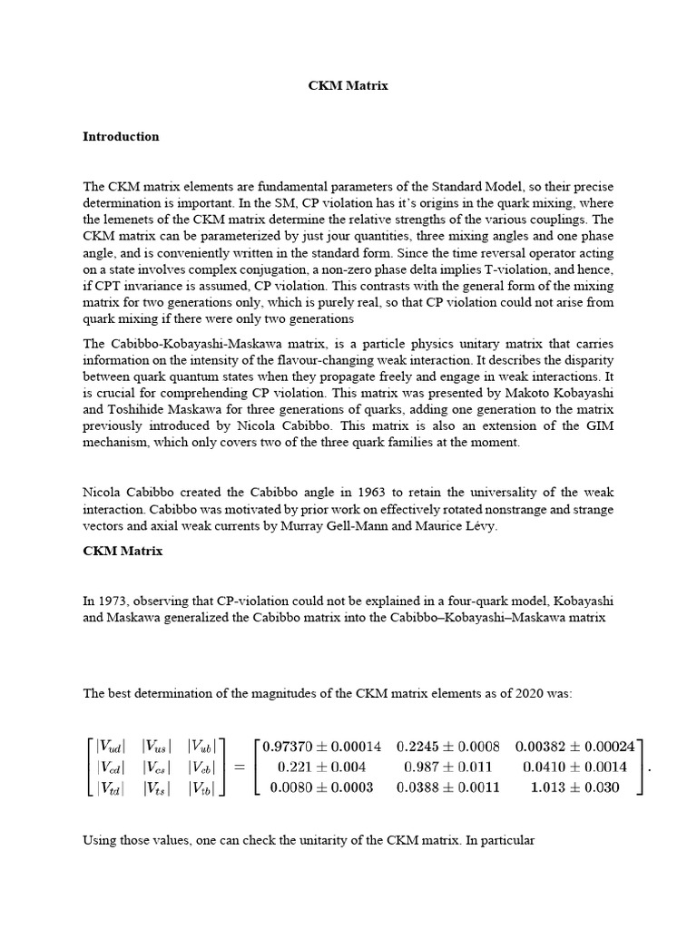 CKM Matrix | PDF | Mathematical Objects | Mathematical Physics