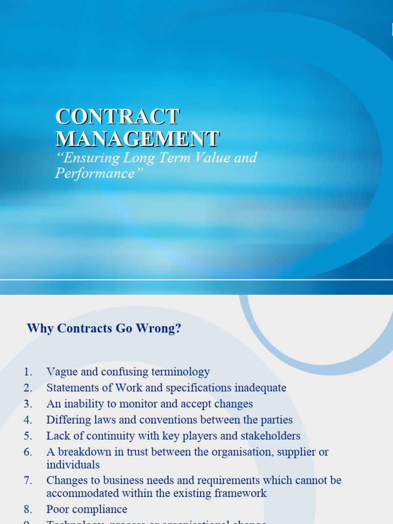 CONTRACT MANAGEMENT | PDF | Supply Chain | Strategic Management
