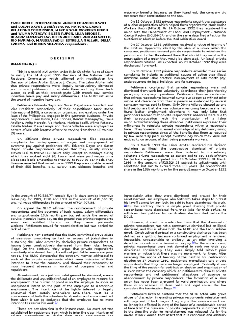 Mark Roche International and | PDF | Burden Of Proof (Law) | Employment