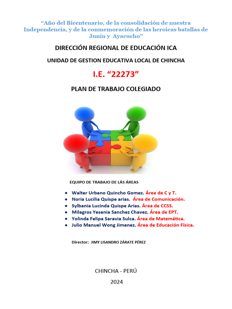 Plan de Trabajo Colegiado-2024 | PDF | Maestros | Pedagogía