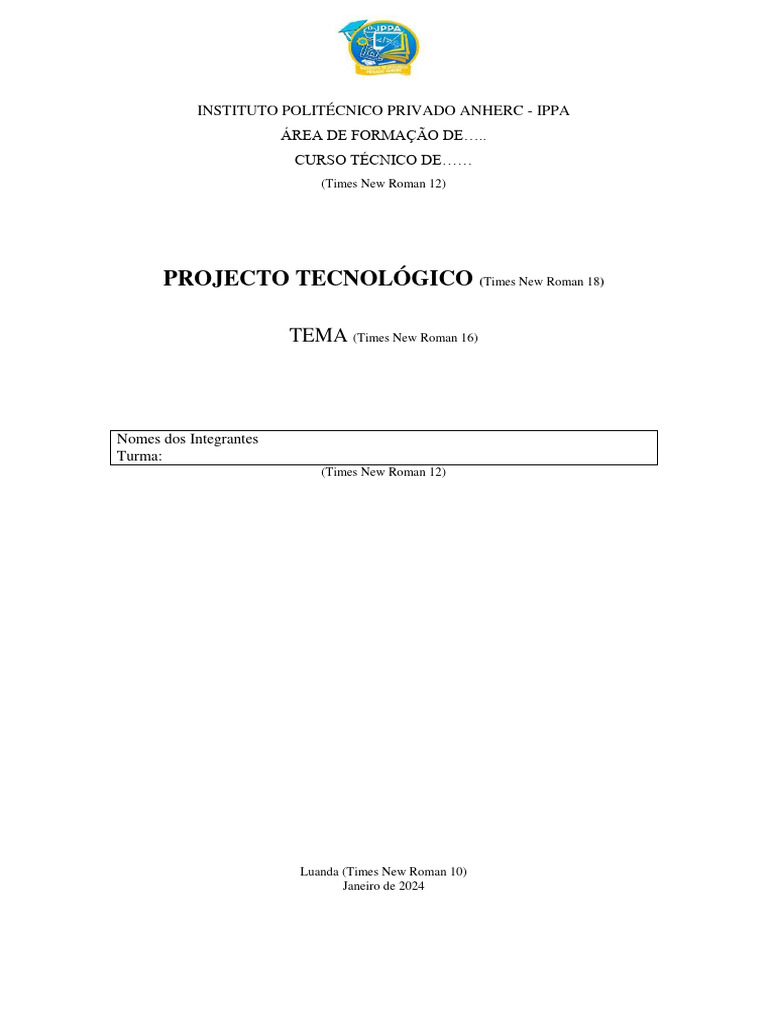 Projeto Tecnológico do IPPA | PDF | Citação | Abstract (resumo)