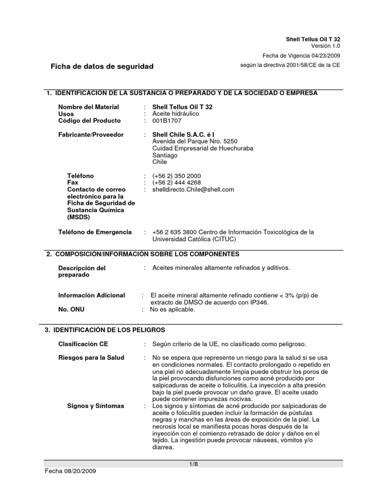 Hds-Shell Tellus Oil T 32 | PDF | Residuos | Mutagénesis