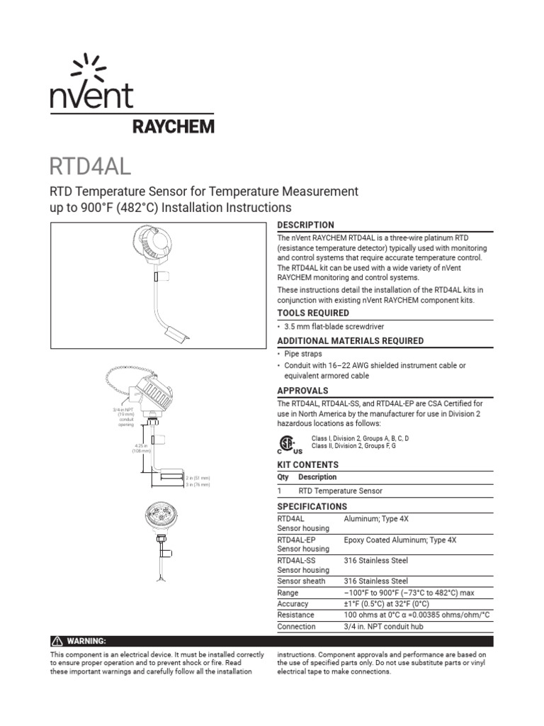 RAYCHEM-IM-RTD4AL-Manual Instalación | PDF | Electrical Wiring | Electrical Engineering