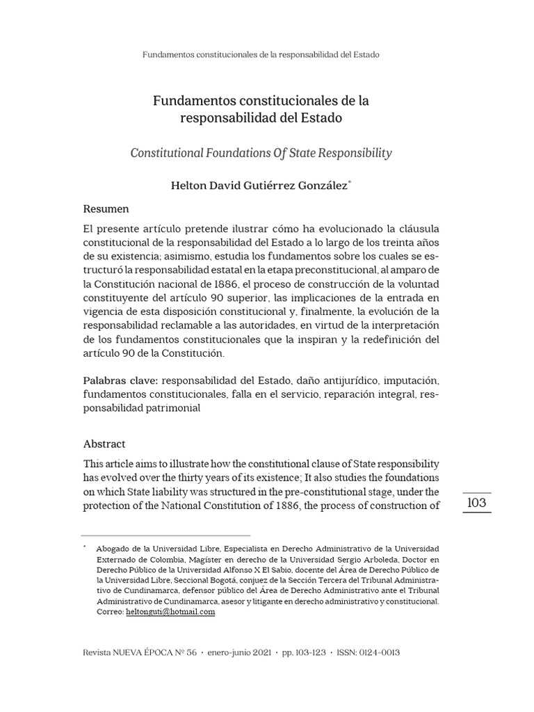 Artículo Helton Gutiérrez Fundamentos Constitucionales de la Resp del Estado | Descargar gratis ...