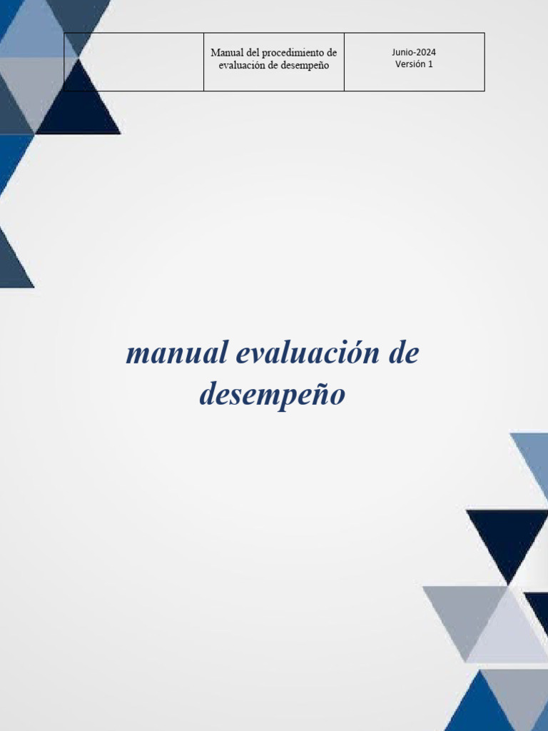 Manual Evaluación de Desempeño | PDF | Evaluación | Evaluación de desempeño