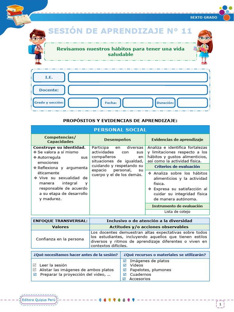 Sesiones de Aprendizaje - Semana 2 - UD II - Editora Quipus Perú | PDF | Evaluación | Aprendizaje