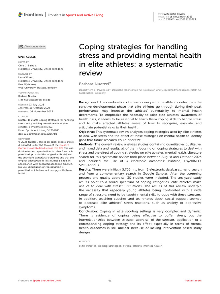 Coping Strategies and Stress Sport | PDF | Stress (Biology ...