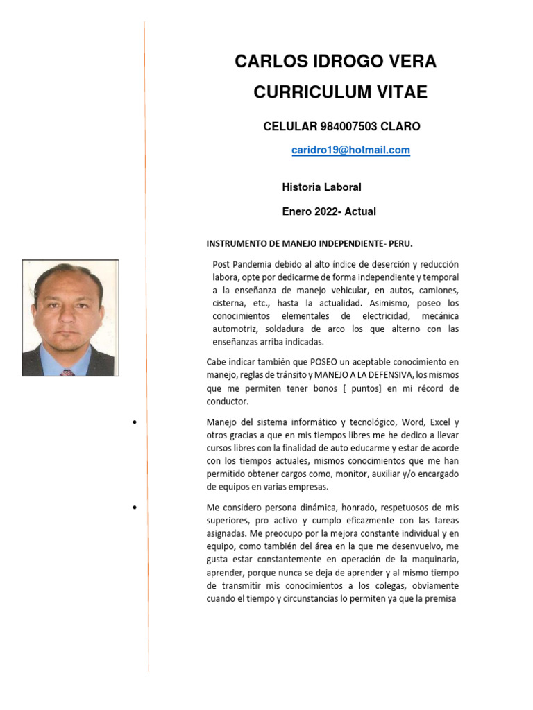 Cv. Carlos Idrogo 2024 | PDF