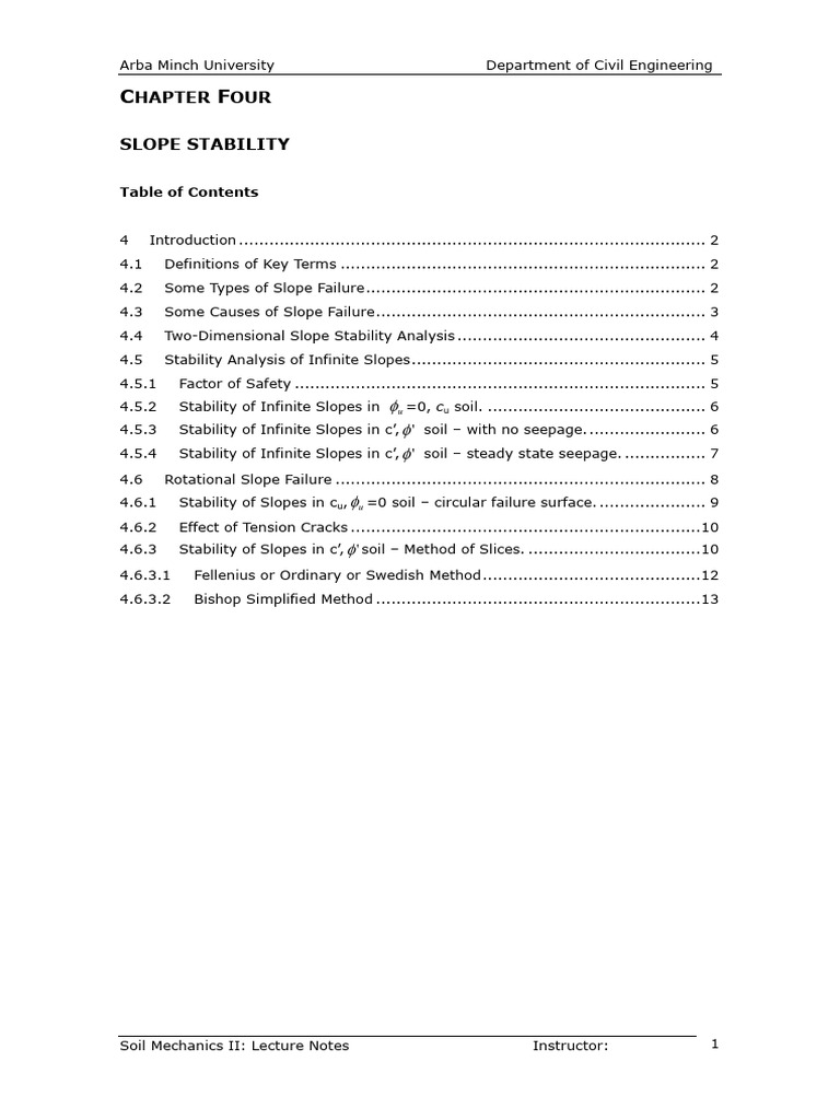 Chapter4-Slope Stability | PDF | Soil Mechanics | Landslide