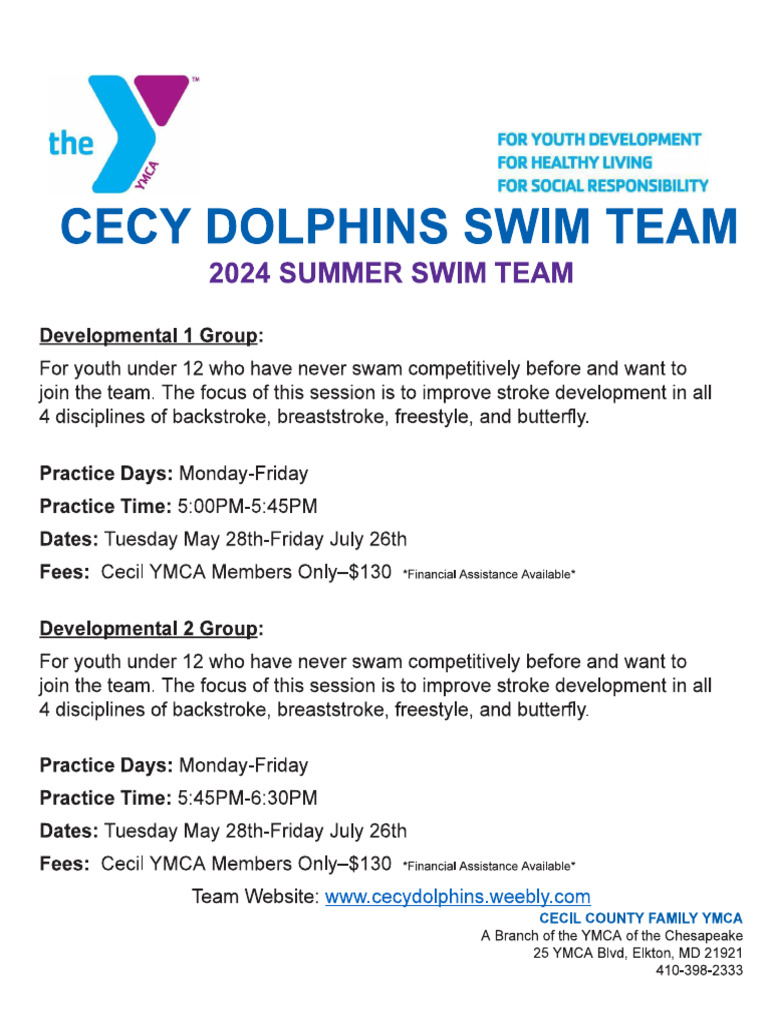 summer 2024 developmental swim team flyer | PDF