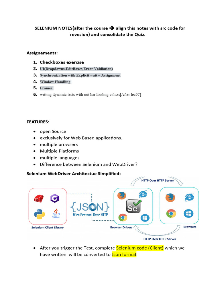 Selenium Notes | PDF | Selenium (Software) | Computer Programming Selenium Notes | PDF | Selenium (Software) | Computer Programming
