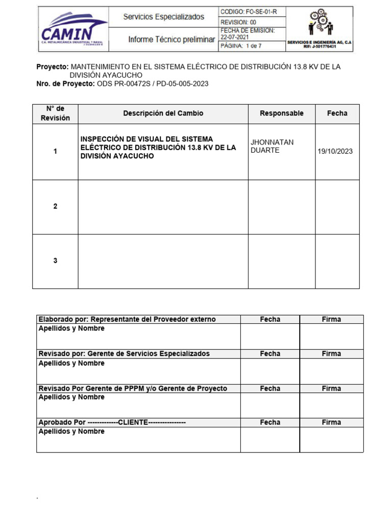 Informe Inspección Visual de Lineas 13.8 KV - Rev04 | PDF | Aislador ...