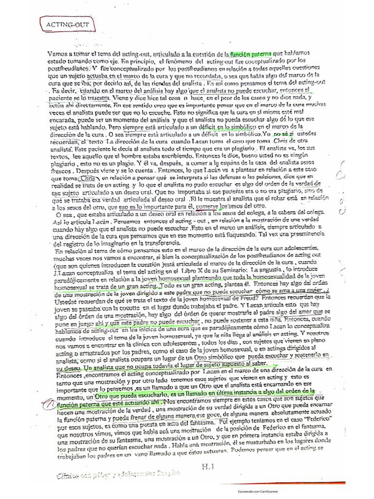 Szapiro- Acting out (ficha de cátedra) | PDF