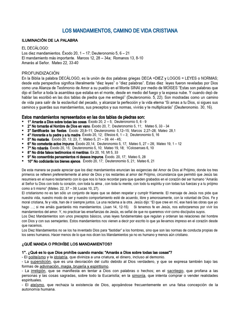 Ficha SESIÓN 2.01 LOS MANDAMIENTOS | PDF | Diez Mandamientos | Creencia religiosa y doctrina