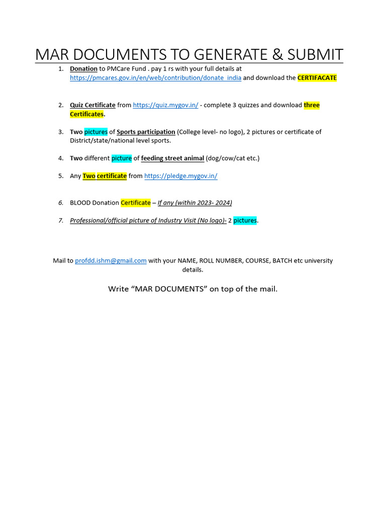 MAR Document Submission Guidelines | PDF
