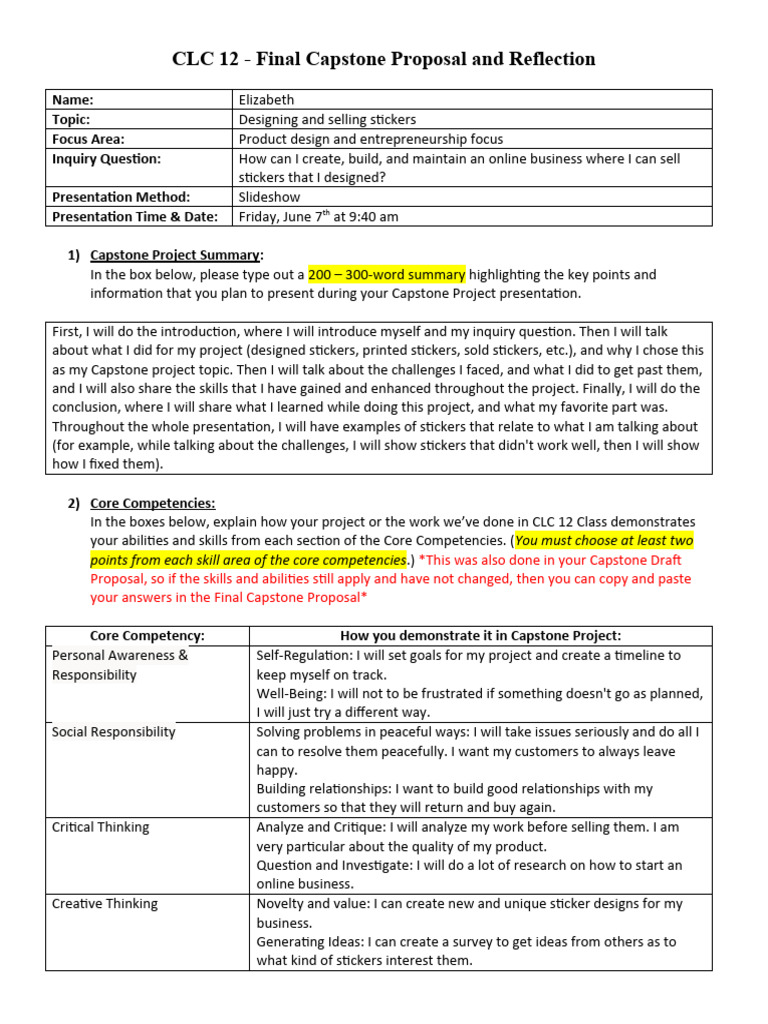 CLC 12-Combined Final Capstone Proposal Ref | PDF | Thought | Creativity