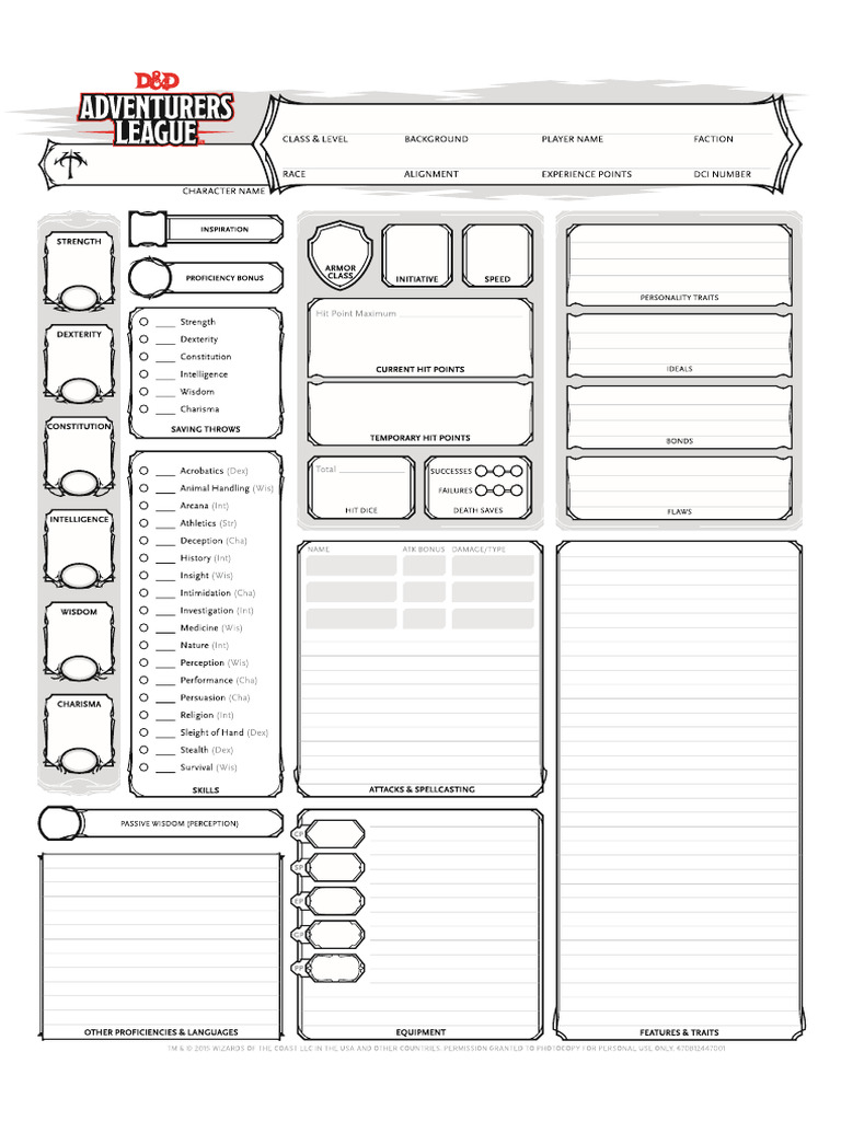 D&D5e Updated Character Sheets | PDF