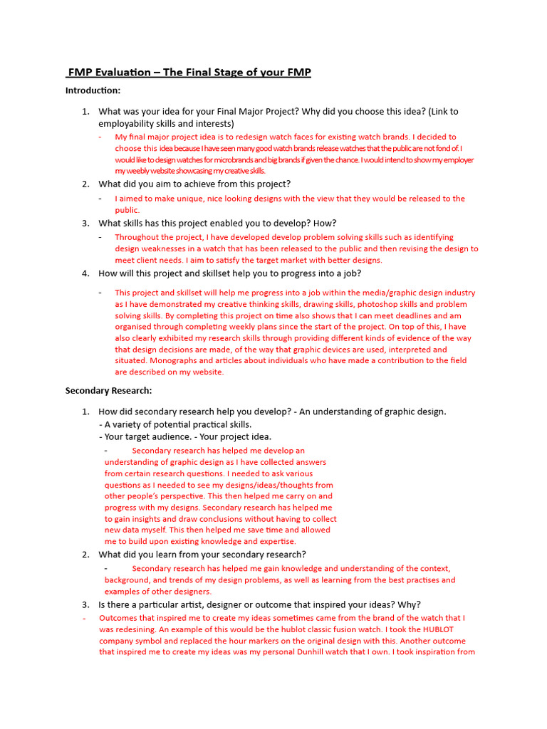 FMP Evaluation | PDF | Creativity | Design