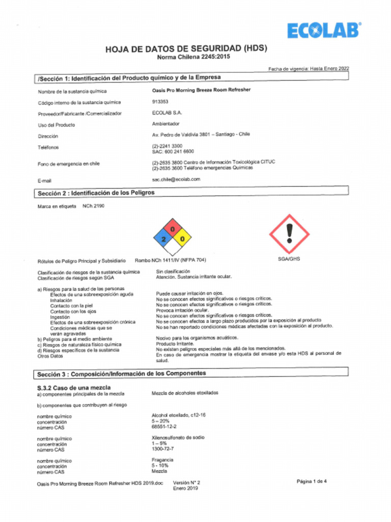 Ecolab Oasis Pro Morning | PDF