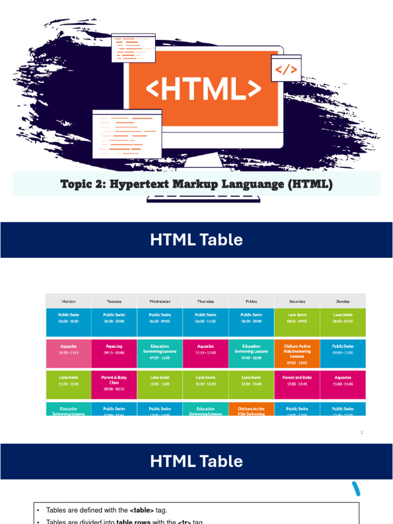 Topic 2.3 Tables | PDF | Html Element | Html