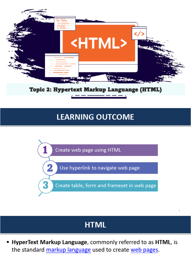 TOPIC 2.1 Create Web Page Using HTML | PDF | Html Element | Html TOPIC 2.1 Create Web Page Using HTML | PDF | Html Element | Html