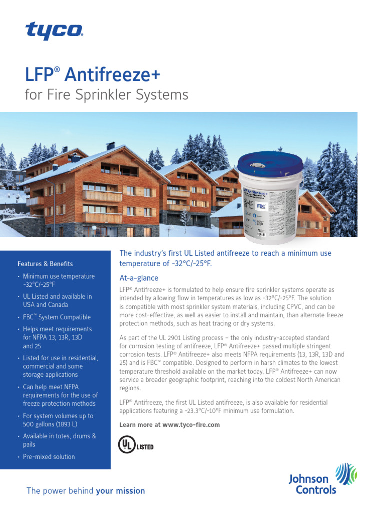 LFP Antifreeze TYCO Flyer 91321 | PDF | Fire Sprinkler System ...