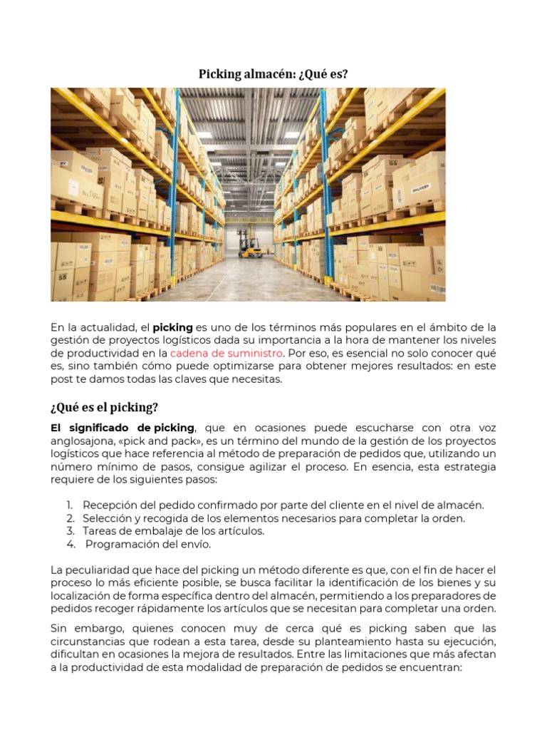 Picking Almacén | PDF | Logística | Robot