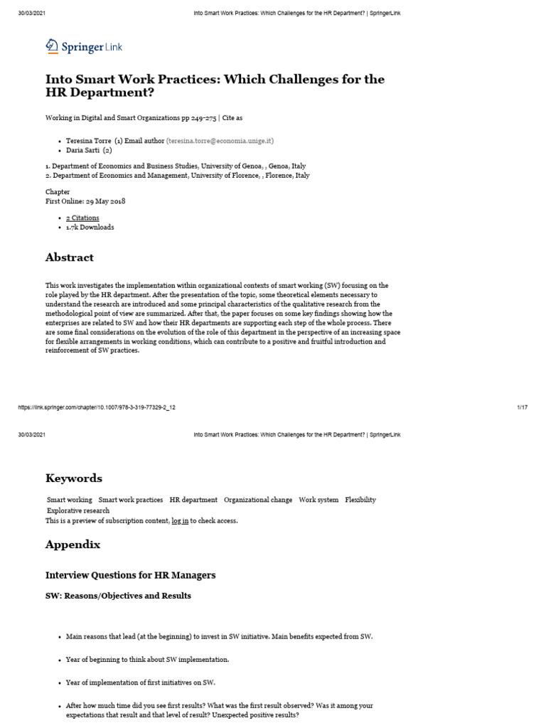 IntoSmartWorkPractices WhichChallengesfortheHRDepartment SpringerLink ...
