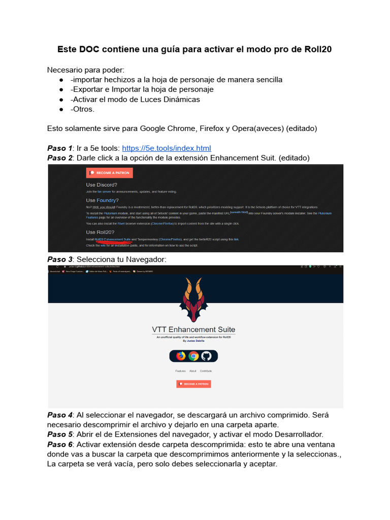 Guía para Modo Pro en Roll20 | PDF