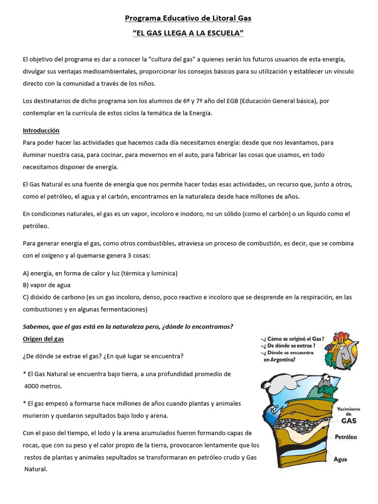 Programa Educativo de Litoral Gas | PDF | Gas natural | Petróleo