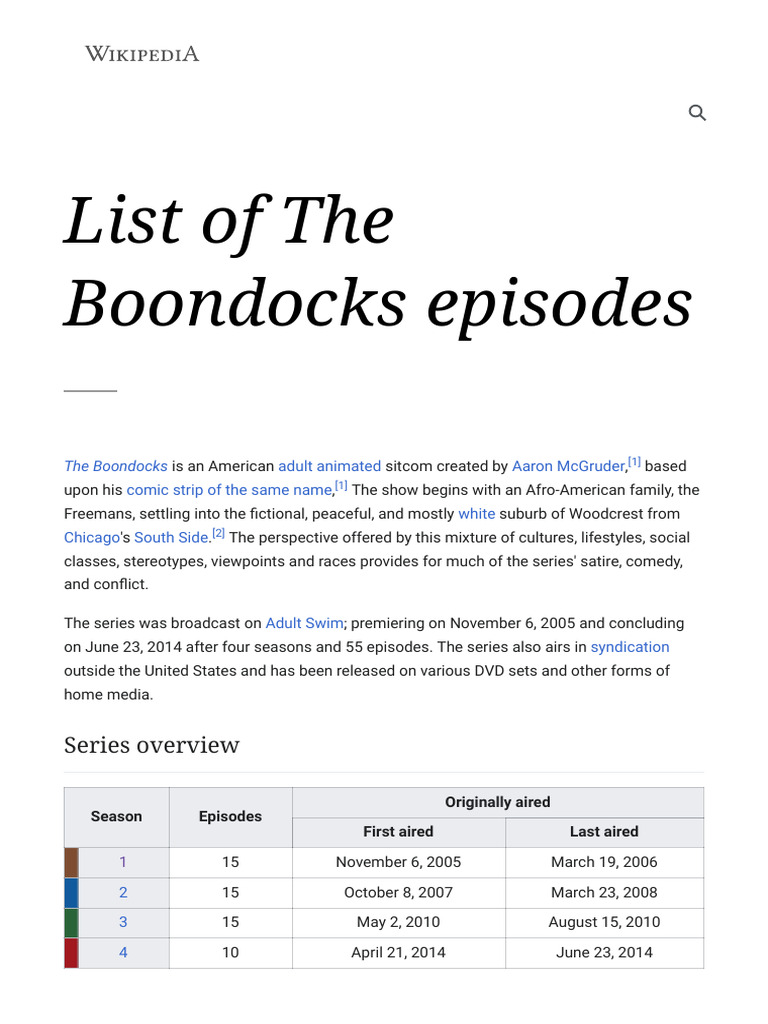 List of The Boondocks Episodes - Wikipedia - 1655248477901 | PDF